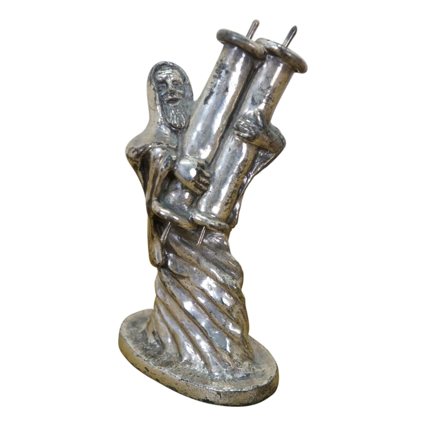A Kedem Sterling Silver Moses W Torah Scrolls Tawfi Judaica Figurine ...