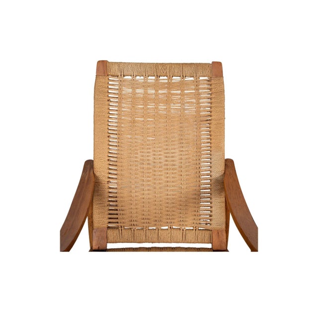 1980s Mid-Century Modern Woven Rocking Chair in the Style of Hans ...