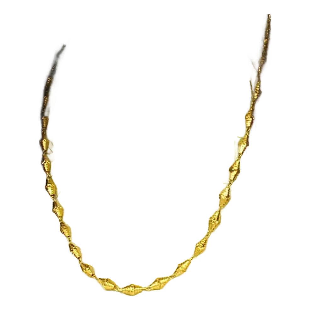 22k Gold Tube Link Chain Necklace | Chairish