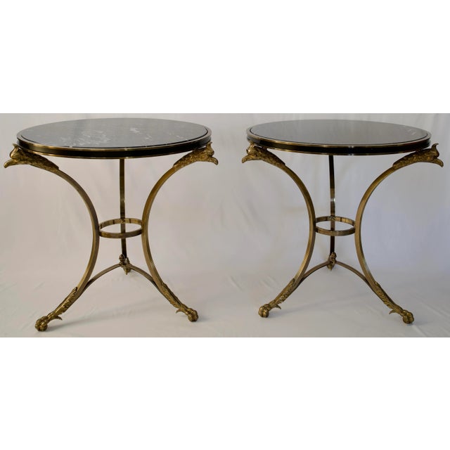 Alberto Orlandi Pair of Gueridon Tables or Black Marble Top Side Tables ...