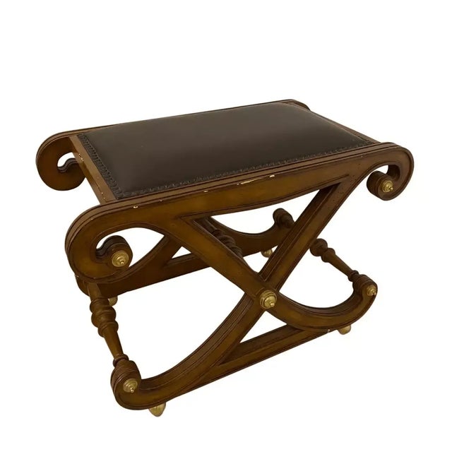 Late 19th Century Regency Style Curved X-Base Stool Luggage Rack | Chairish