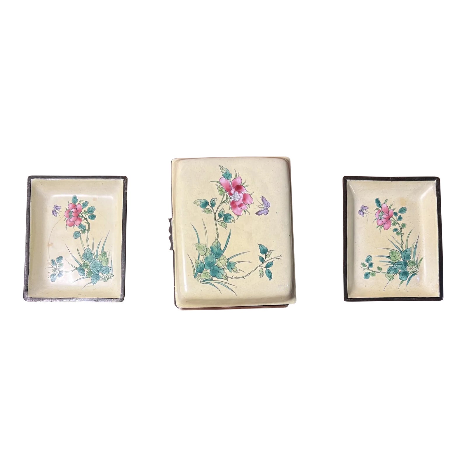 Early 20th Century Chinese Enamelware Cigarette Box | Chairish