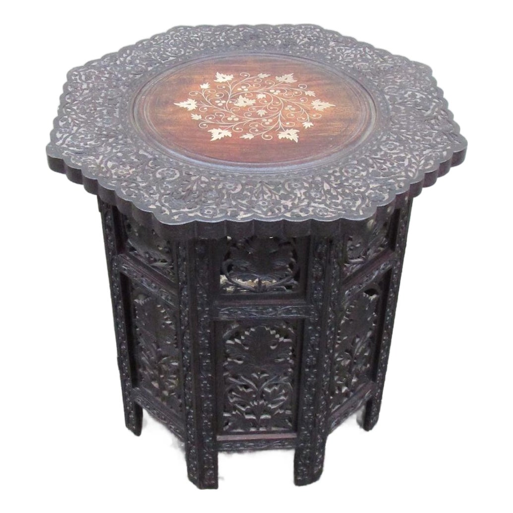 Antique Anglo Indian Carved Hardwod Table | Chairish