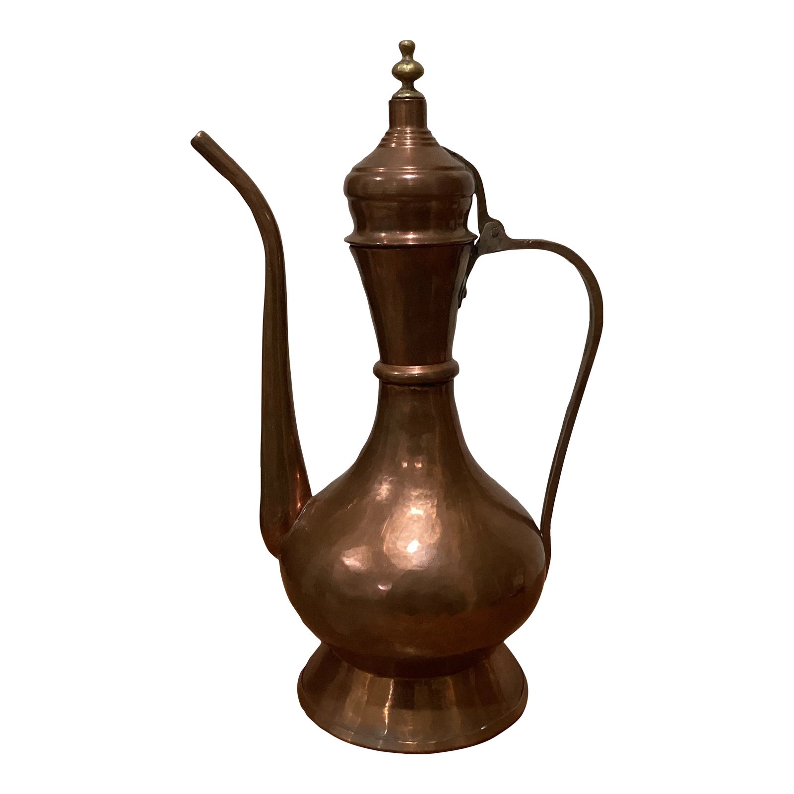 Vintage Persian Indian Mughal Tinned Copper Ewer Washing Pitcher | Chairish