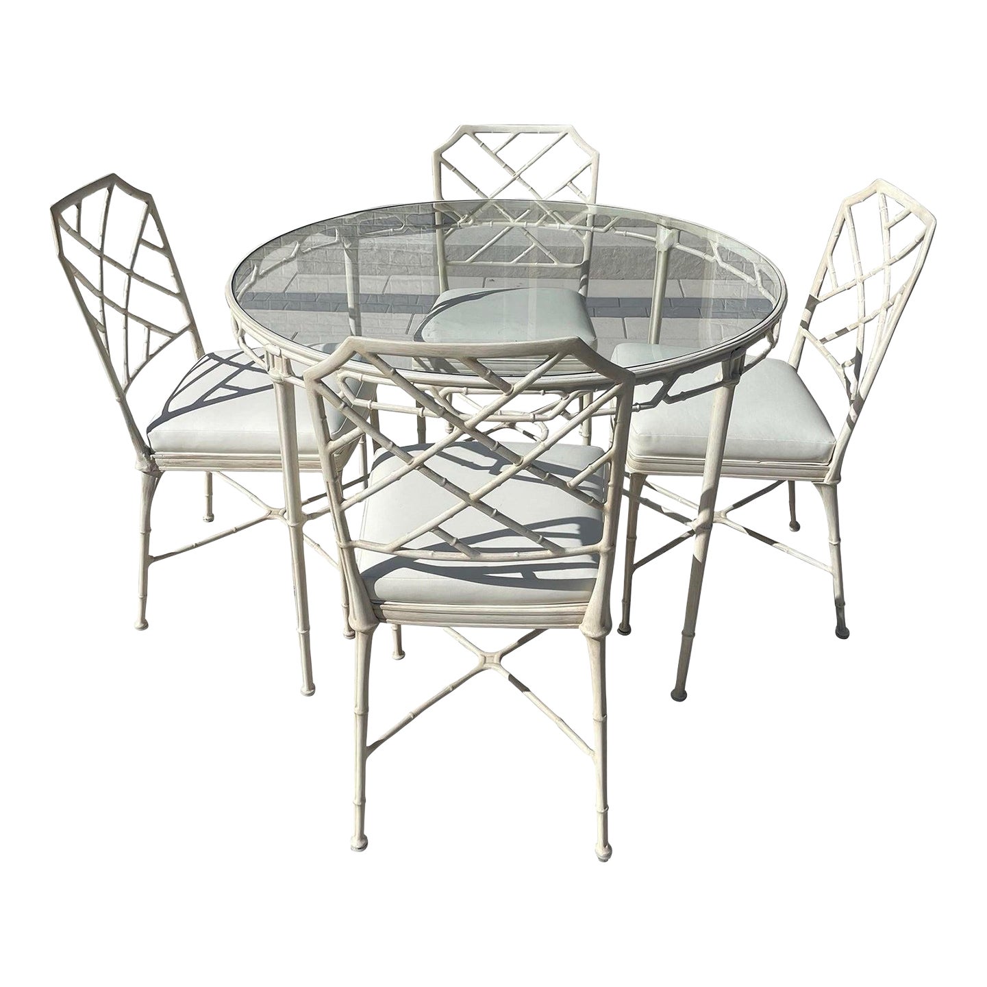 Vintage Chinoiserie Brown Jordan Dining Patio Set | Chairish
