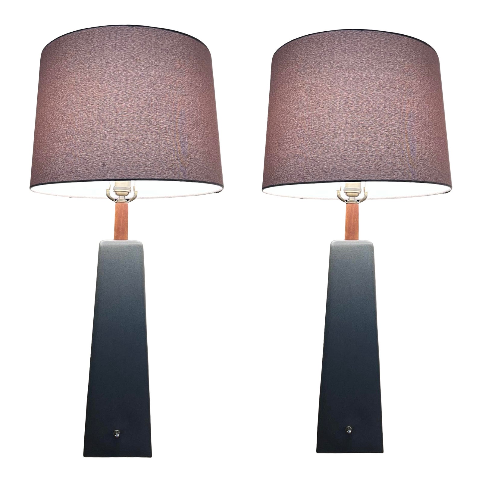 Pair of Mid 20th Century Marshall Studios Ceramic Geometric Lamps With ...