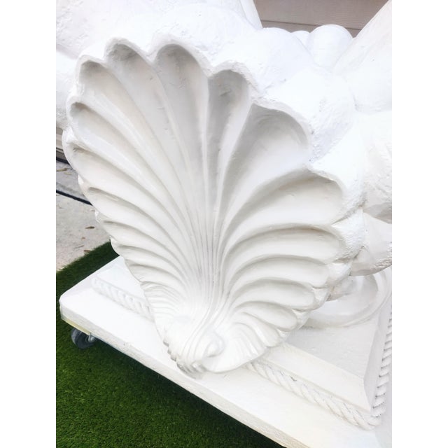 Monumental Vintage Coastal 4 Sided Clam Shell Form Gloss White Dining ...
