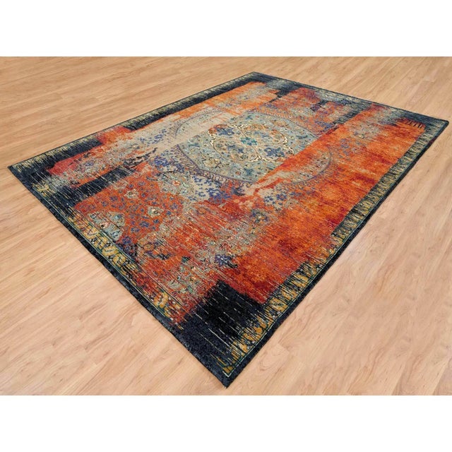 Rust Red & Black, Ancient Ottoman Erased Design, Ghazni Wool Hand ...