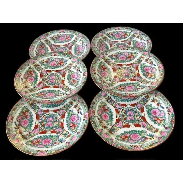 Vintage Chinese Export Rose Medallion Plates - Set of 6 | Chairish
