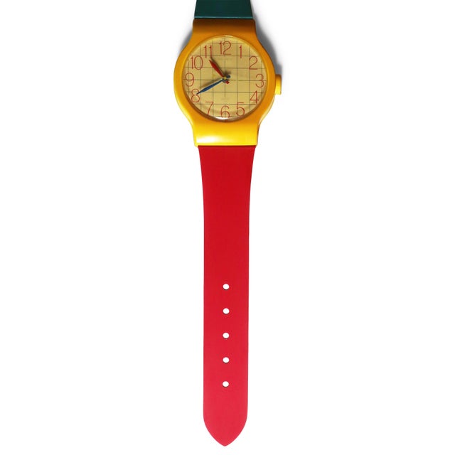 1980s Postmodern Wristwatch Wall Clock | Chairish