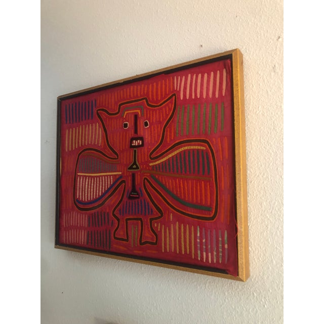 Mid Century Kuna Mola Peruvian Textile Art Mythic Monster in Rustic ...