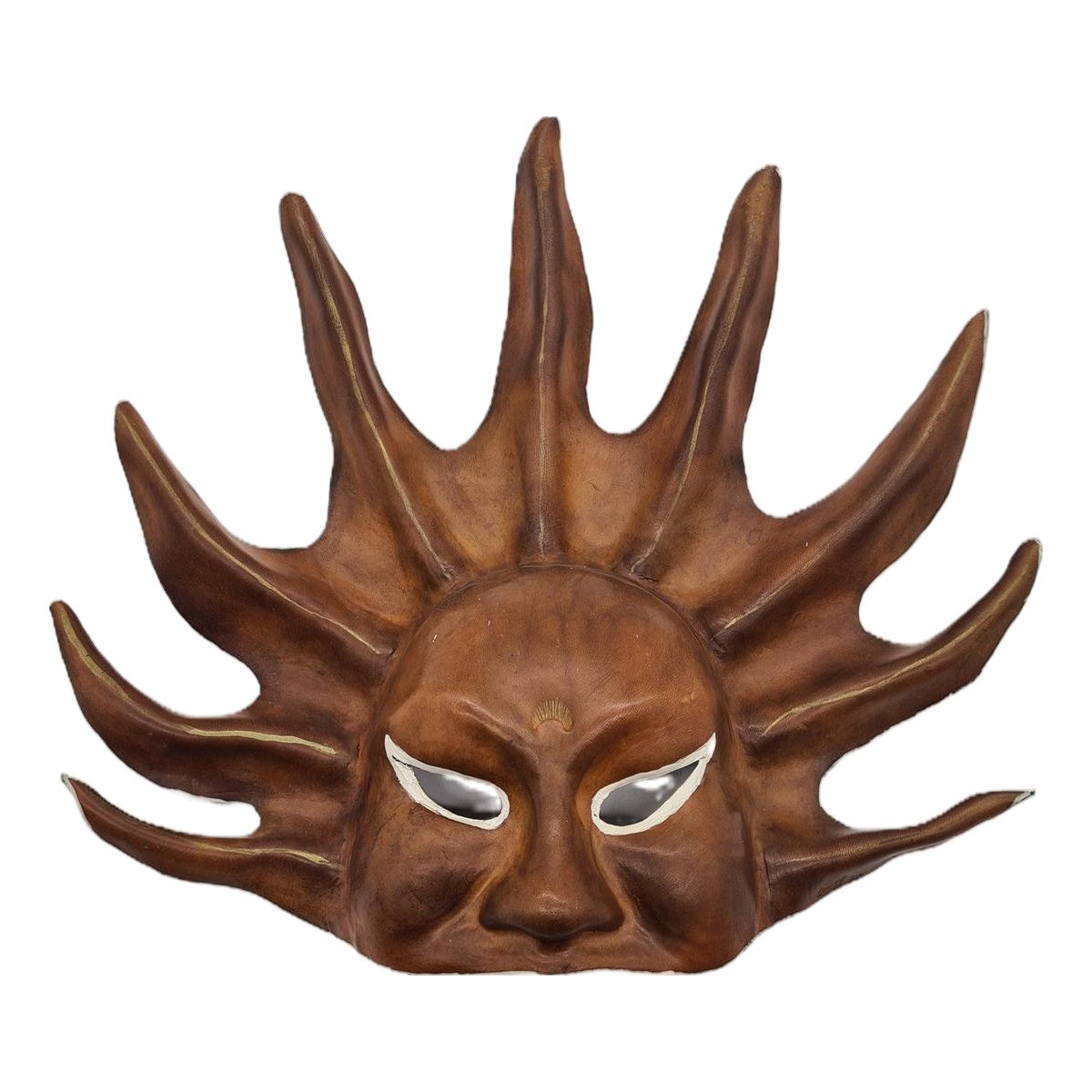 Wall Mask Sun in Brown Leather, 1970s | Chairish