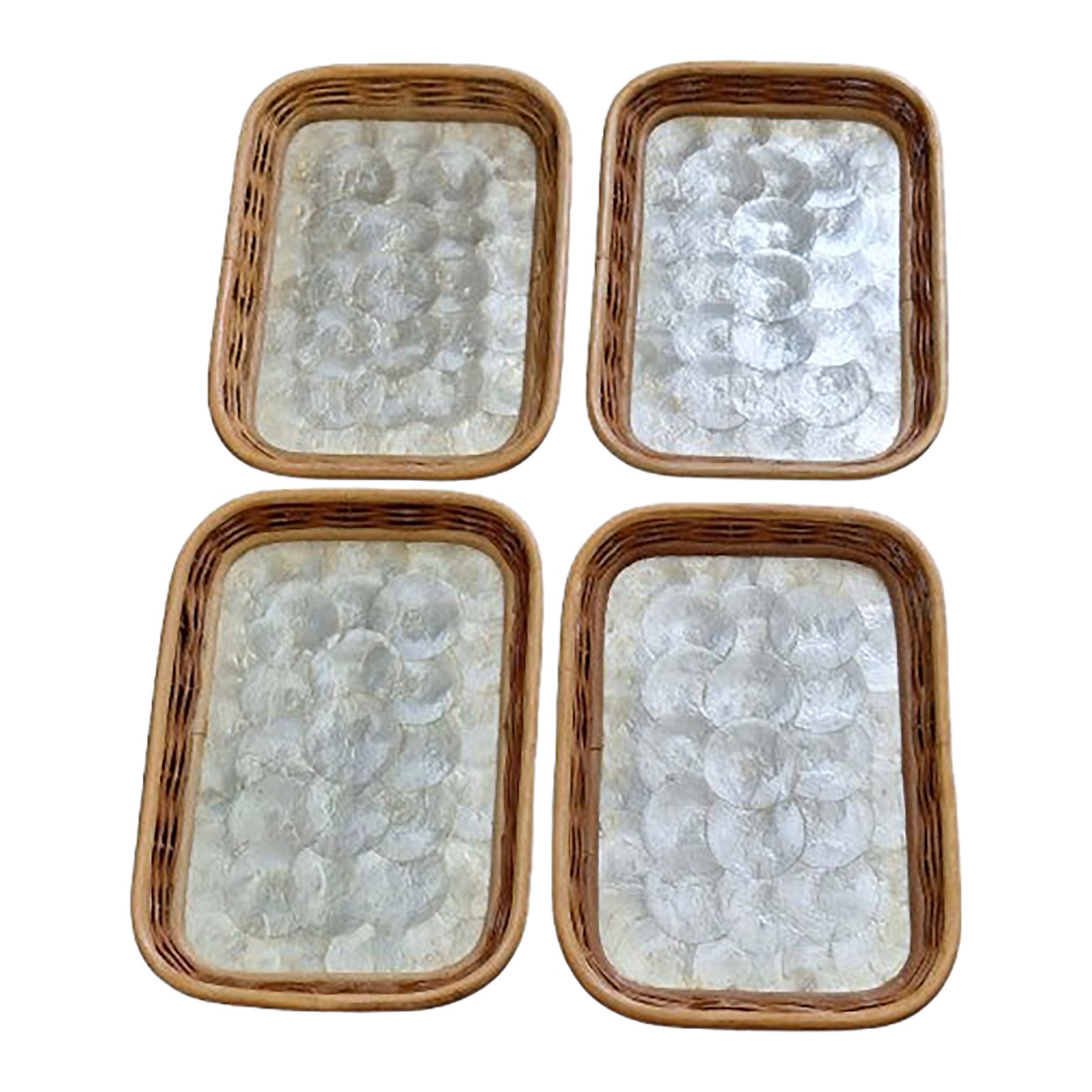 Mid 20th Century Capiz Shell Rattan Serving Cocktail Trays Set of 4 ...
