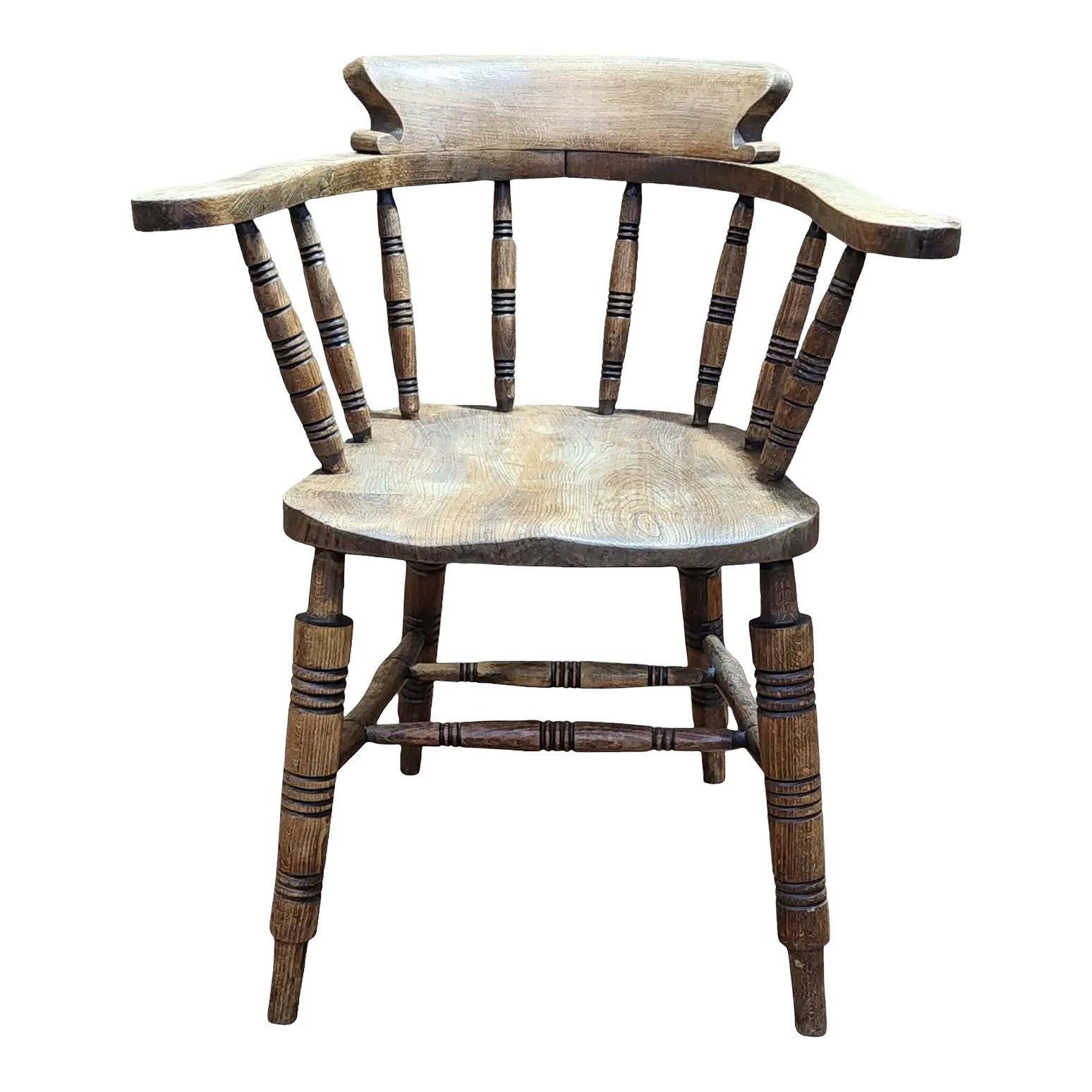 1917 J. Elliott & Sons English Smokers Bow Armchair | Chairish
