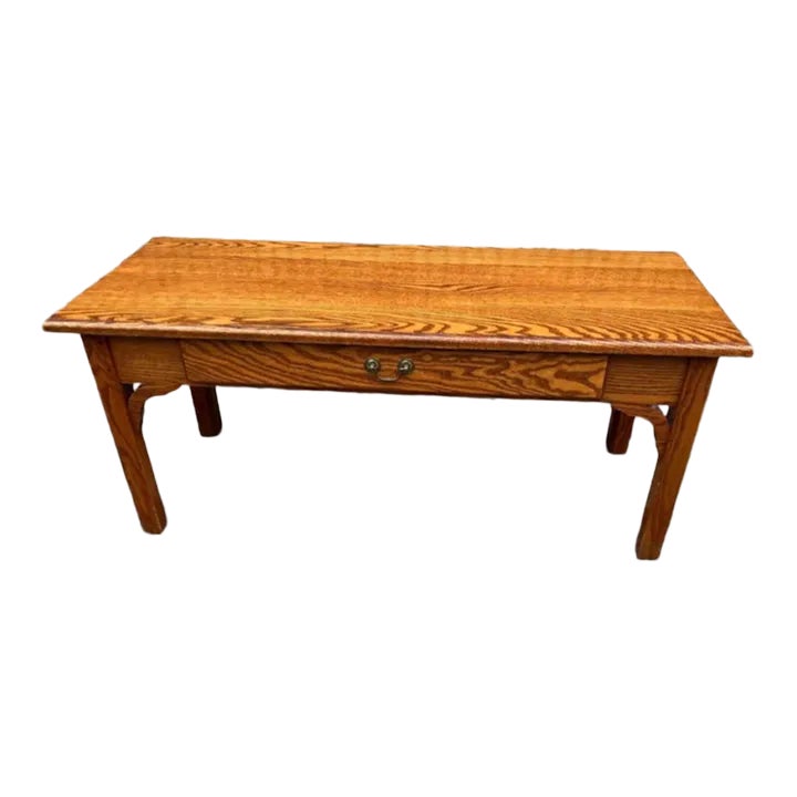 Late 20th Century Tom Seely Furniture Solid Oak Coffee Table | Chairish