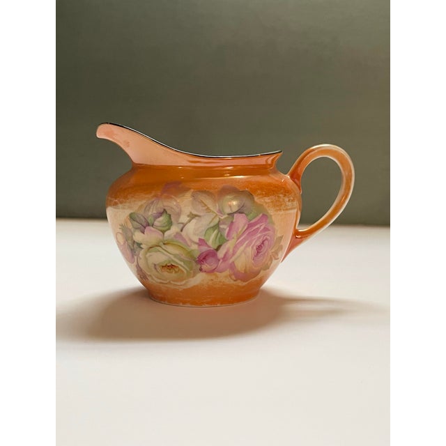 Early 20th Century Rose Orange Luster Ware Decorative Cream Pitcher ...
