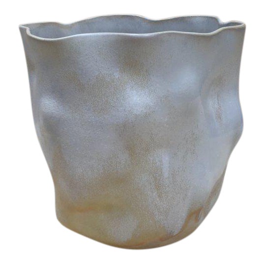 Textured Wavy Ceramic Vessel | Chairish