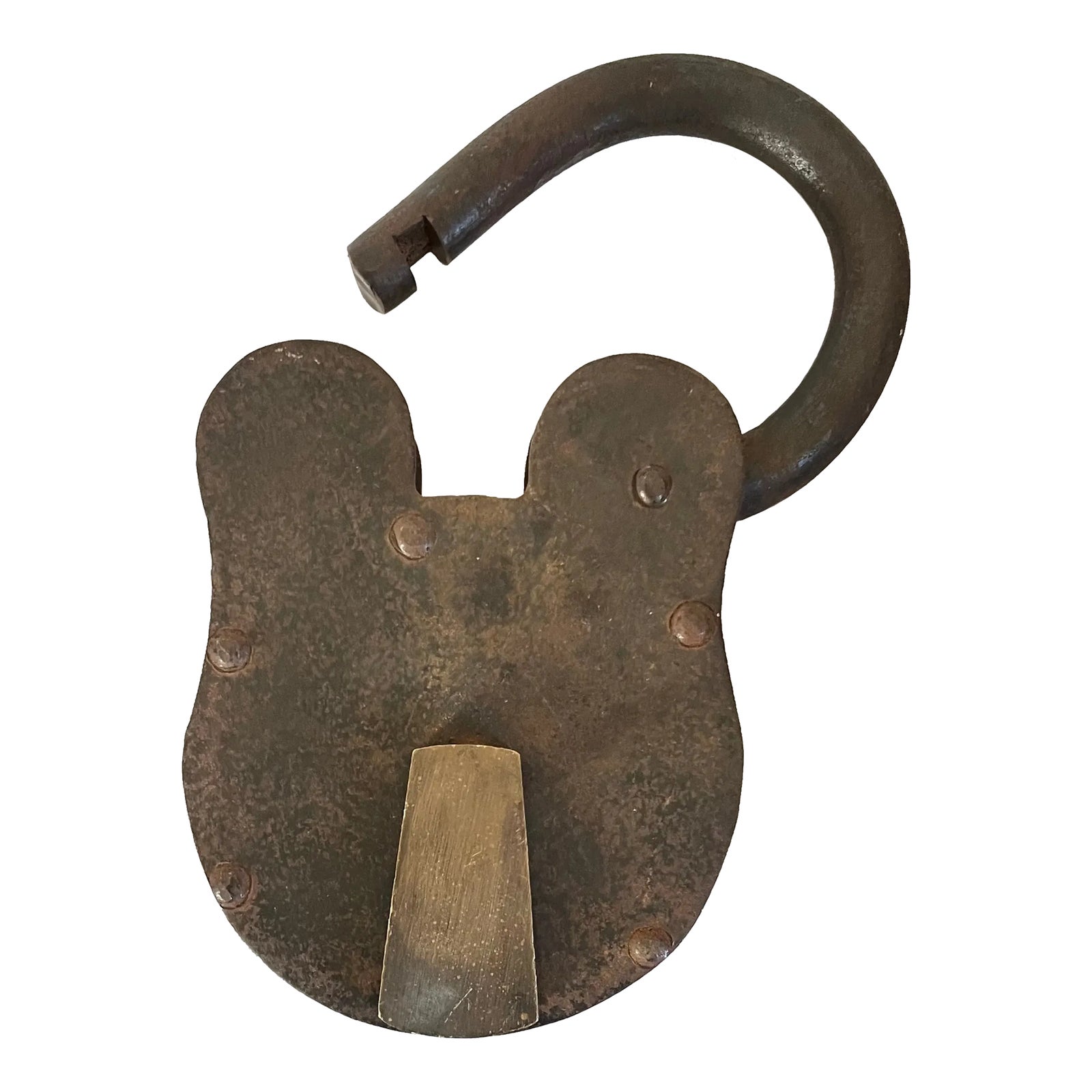 Very Large Antique 19th Century Folk Art Iron and Brass Padlock | Chairish