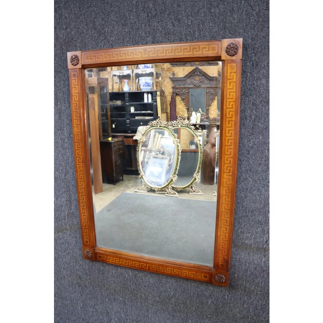 Hollywood Regency Mahogany Greek Key Mirror | Chairish