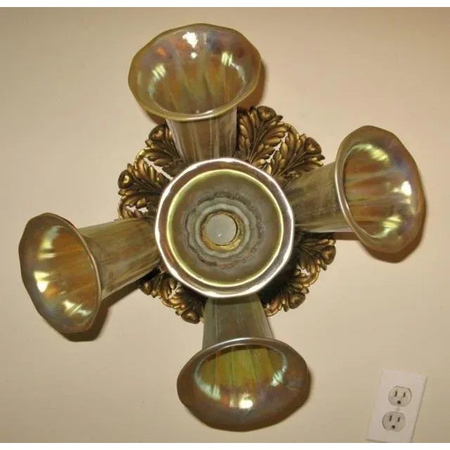 Caldwell Iridescent Shade Ceiling Light or Flush Mount | Chairish
