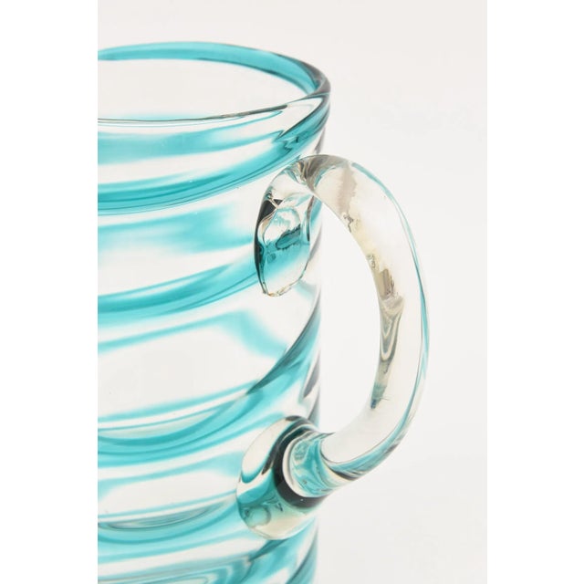 Vintage Murano Turquoise Swirl and Clear Glass Lemonade and Ice Tea Set ...