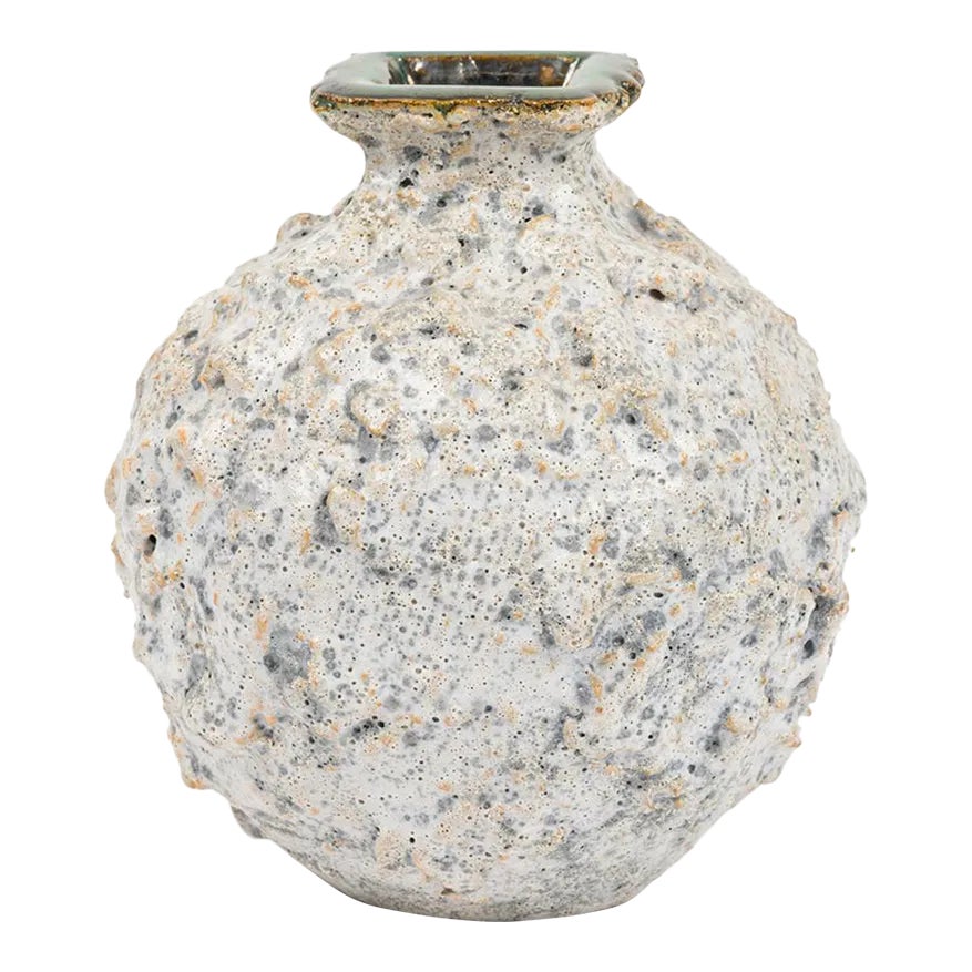 Gary DiPasquale Contemporary Square Top Vase with Bulbous and Encrusted ...
