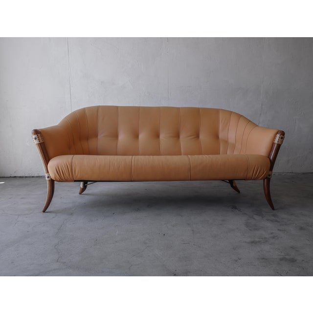 Pacific Green Leather 3-Seater Lima Sofa | Chairish