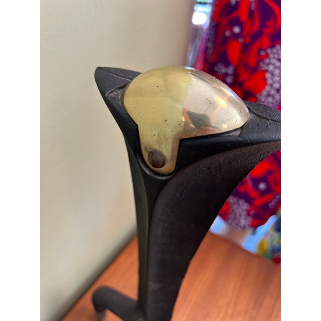 Iron + Brass Andirons by Donald Deskey for Bennett, Circa 1950s | Chairish