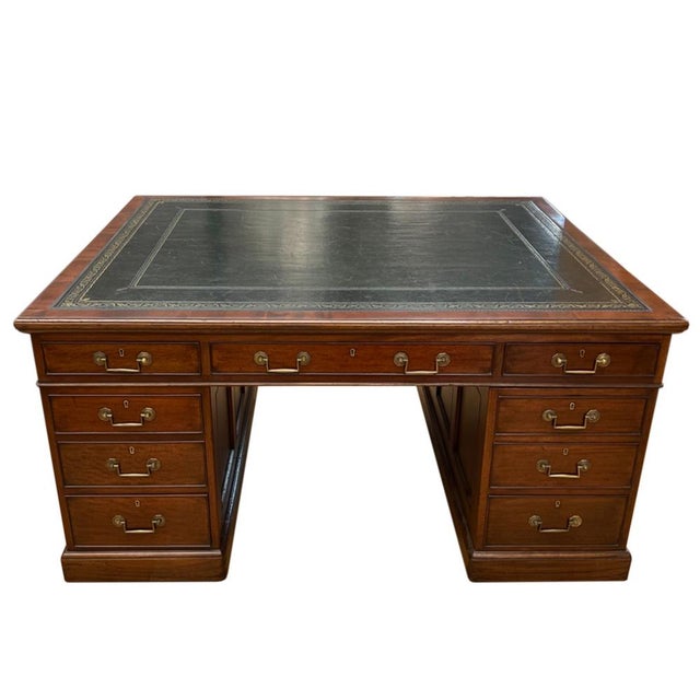 Large English Partners Desk, 1890s | Chairish