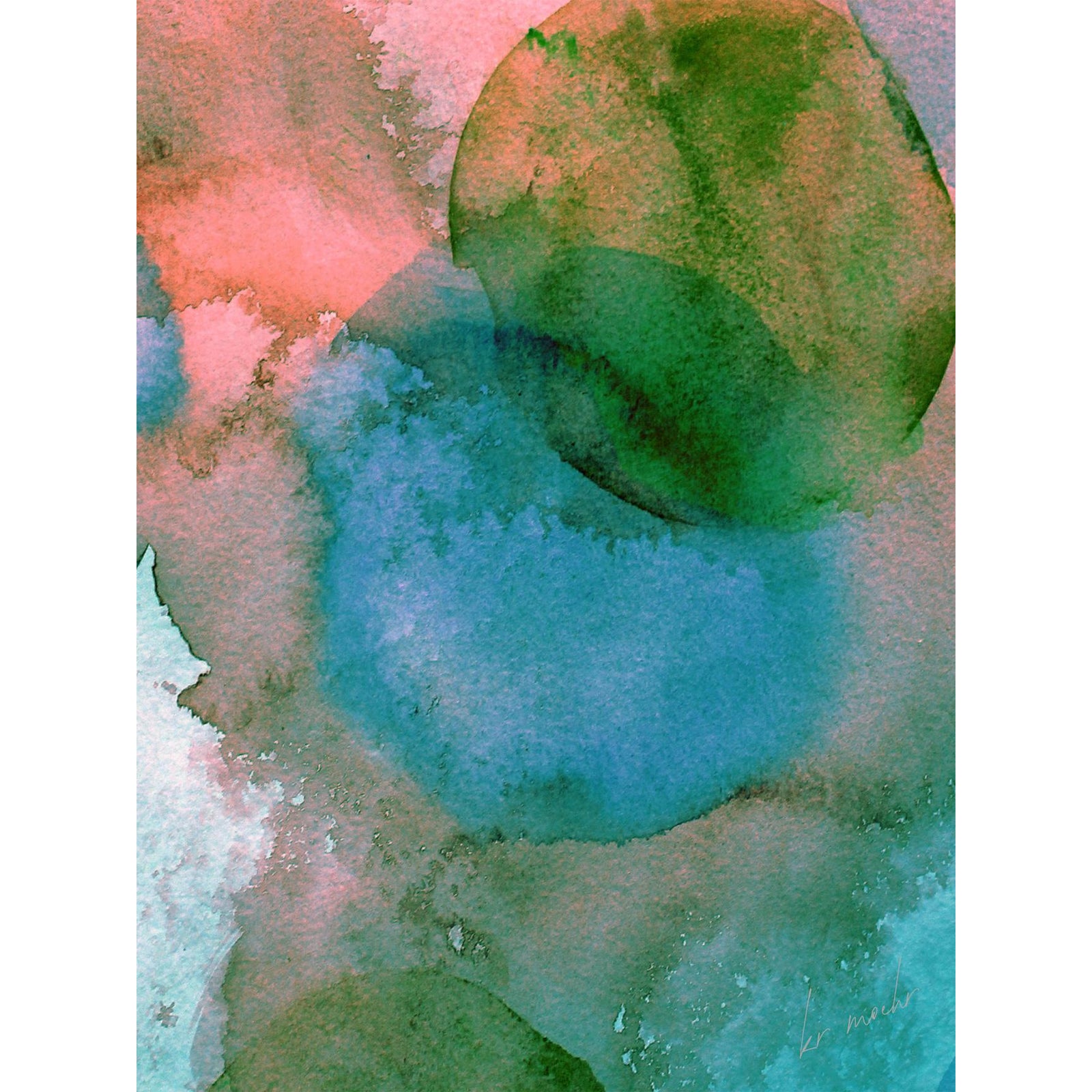 Modern Watercolor Abstract Print Giclee Bright Colors | Chairish