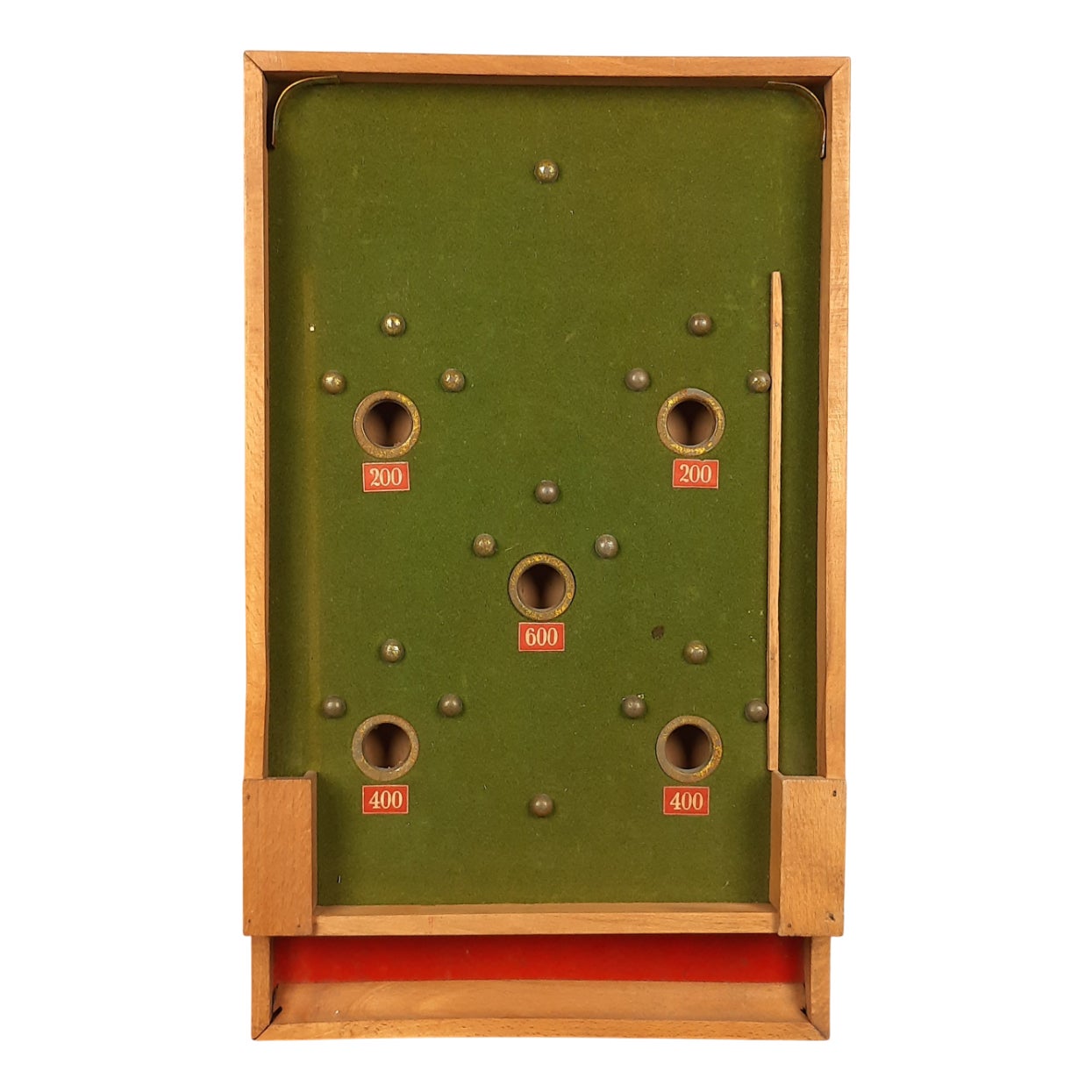 Antique Bagatelle Pinball Game in Wood with Green Cloth from F.F.G.G ...