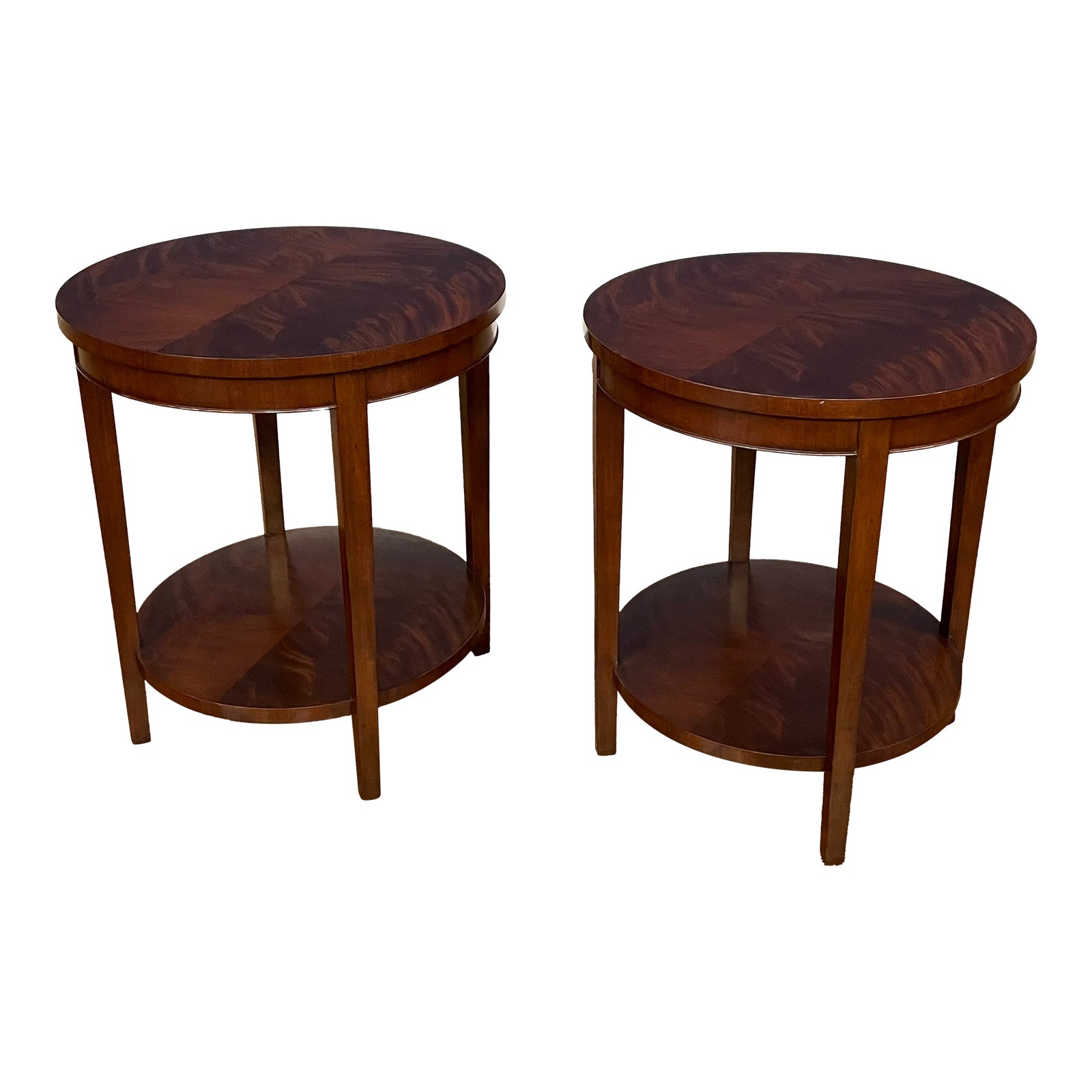 Pair of Matching Round Mahogany Hepplewhite Style End Tables - Showroom ...