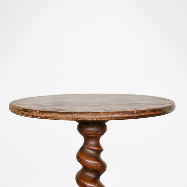 1940s French Twisted Oak Pedestal Table | Chairish