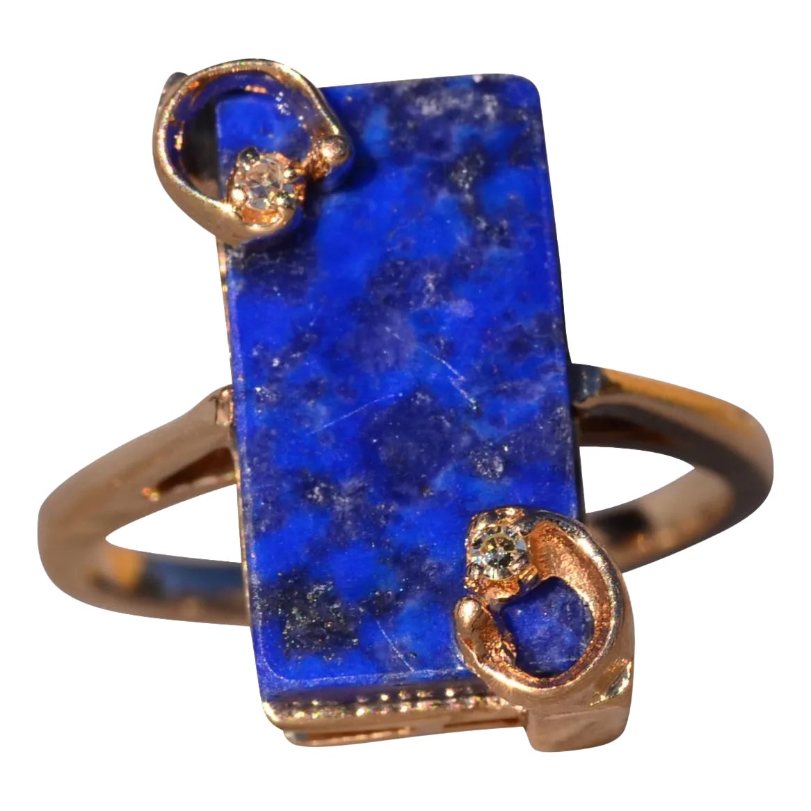 The Antioch: Mid Century Lapis Lazuli And Natural Diamond Ring in ...
