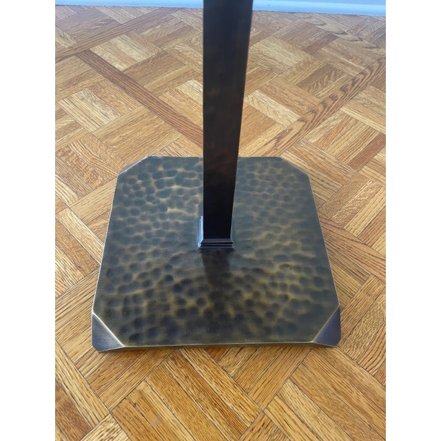 Contemporary Wood and Cast Bronze Side Table | Chairish