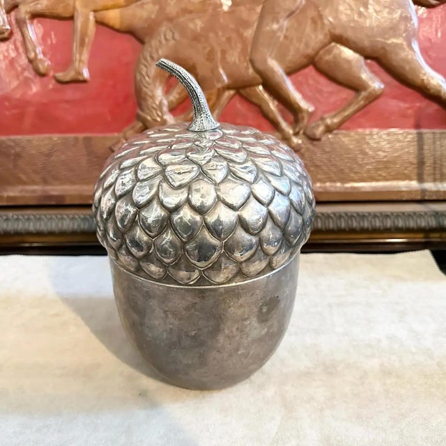 1970s Modernist Silver Plated Acorn Shaped Ice Bucket by Teghini ...