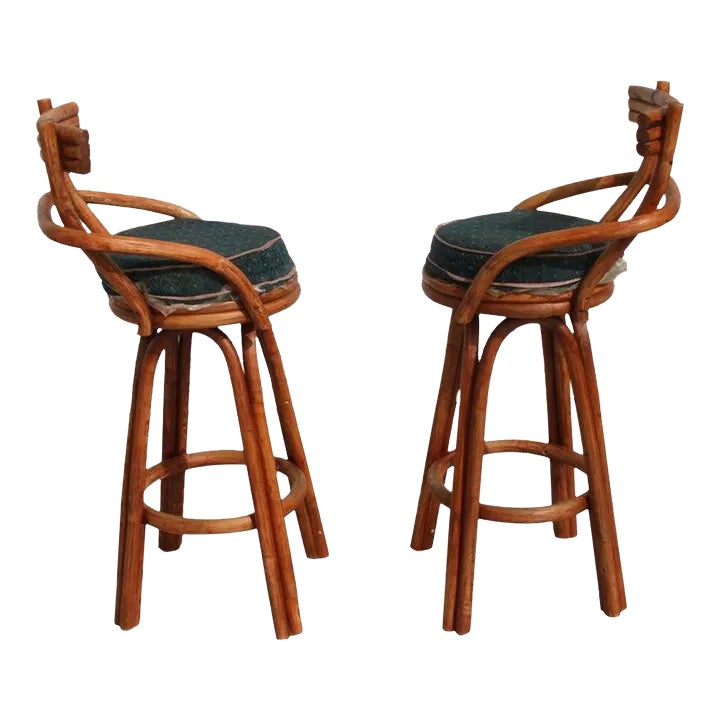 Mid 20th Century Midcentury Paul Frankl Style Stools With Swivel - a ...