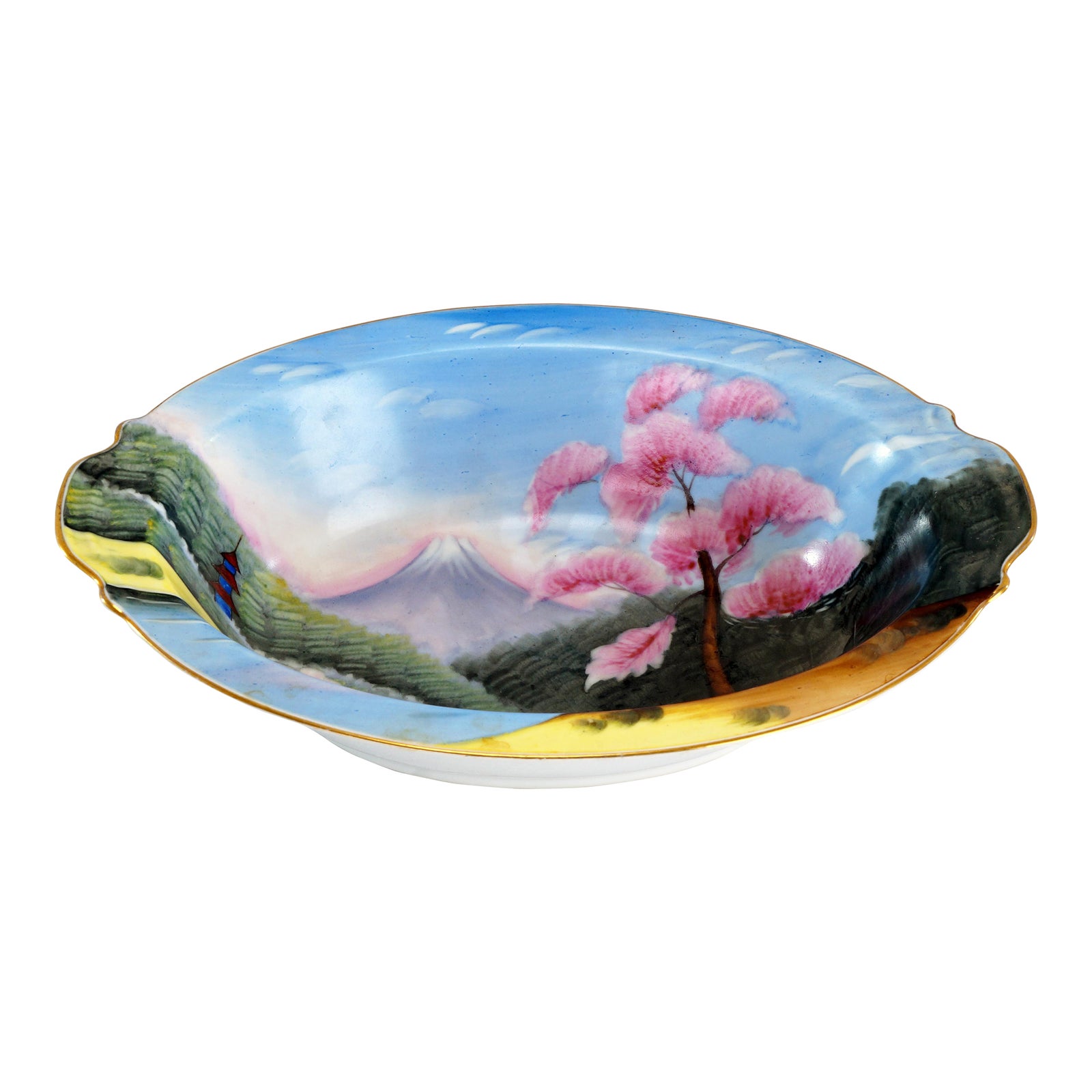 Vintage Hand-Painted Vegetable Bowl Occupied Japan Landscape With ...