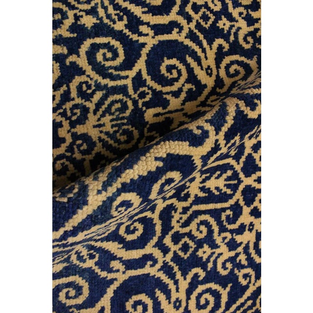 1990s Shabby Chic Modern Blue/Ivory Wool Rug - 3'11 X 6'2 | Chairish