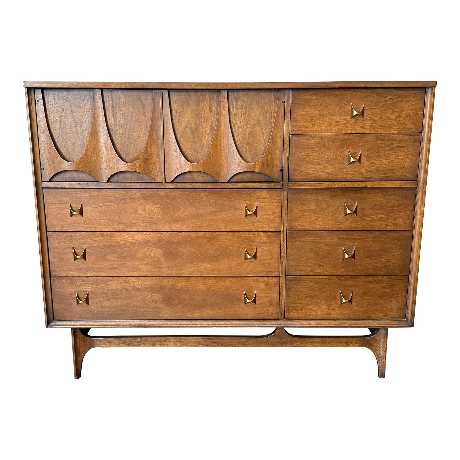 1960's Broyhill Brasilia Walnut Magna Chest Highboy Dresser | Chairish
