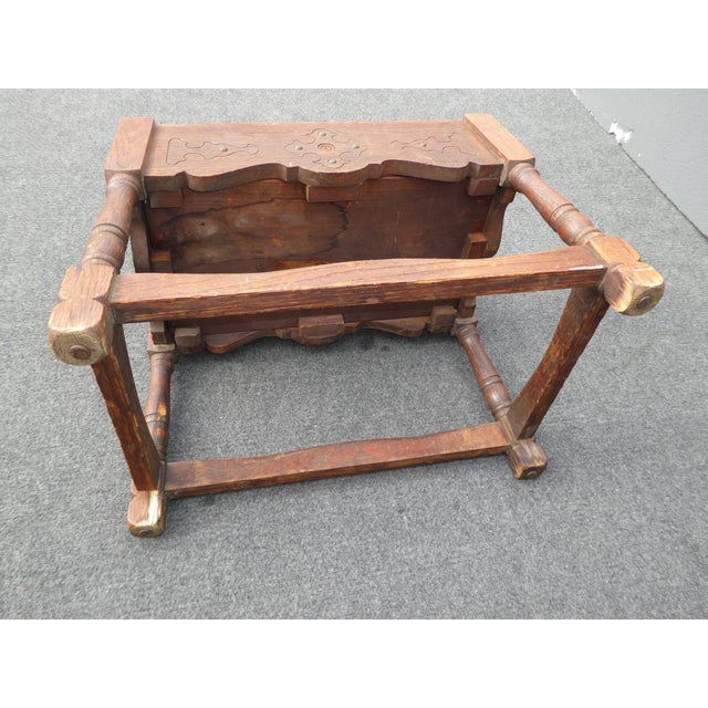 Vintage William & Mary Style Wood Bench With Storage Space by Cochran ...