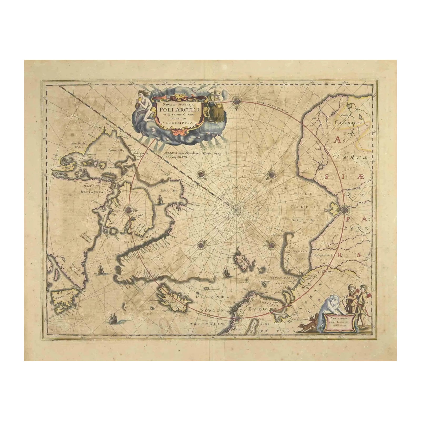 Johannes Janssonius, Map of the Poles, Etching, 1650s | Chairish