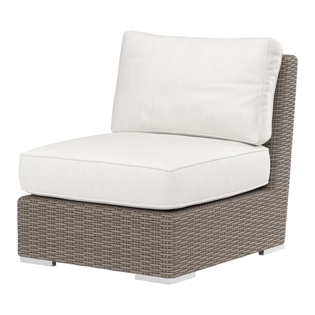 Coronado Armless Club Chair in Canvas Flax with Self Welt | Chairish