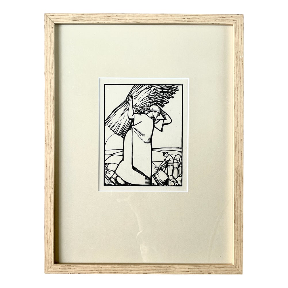 Harvest Series Scene, Woodcut, 1920s-1930s, Framed | Chairish