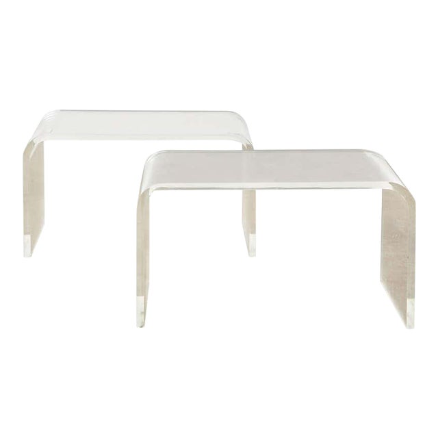 Modern Lucite Waterfall Benches or Drink Tables - a Pair | Chairish