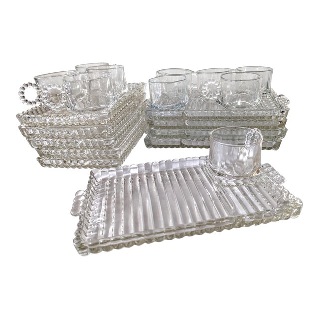 Mid Century Glass Sip Snack and Smoke Trays- 20 Pieces | Chairish