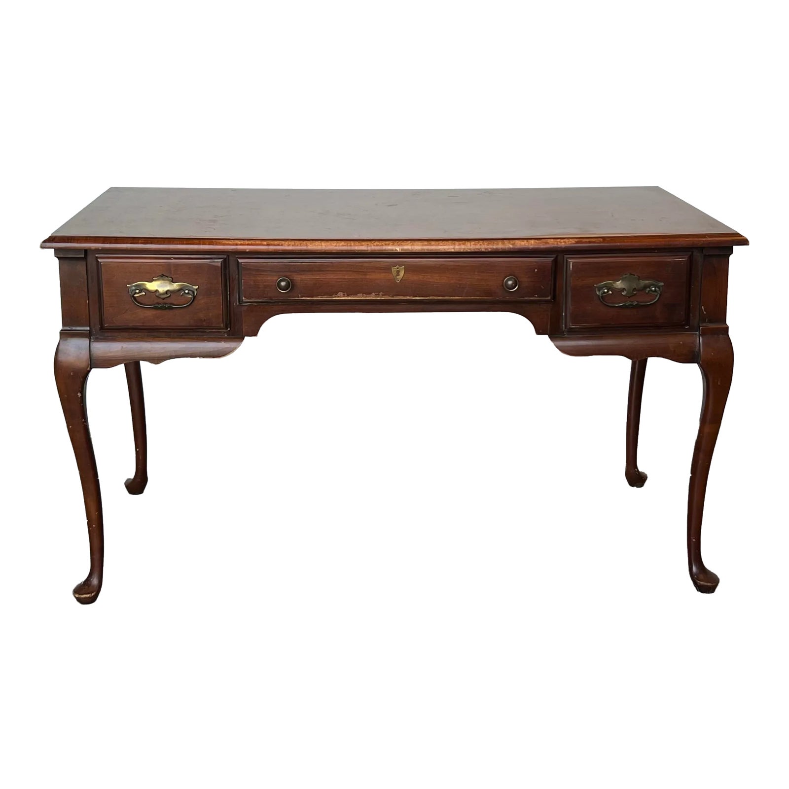 Queen Anne Style Writing Desk of Three Drawers | Chairish
