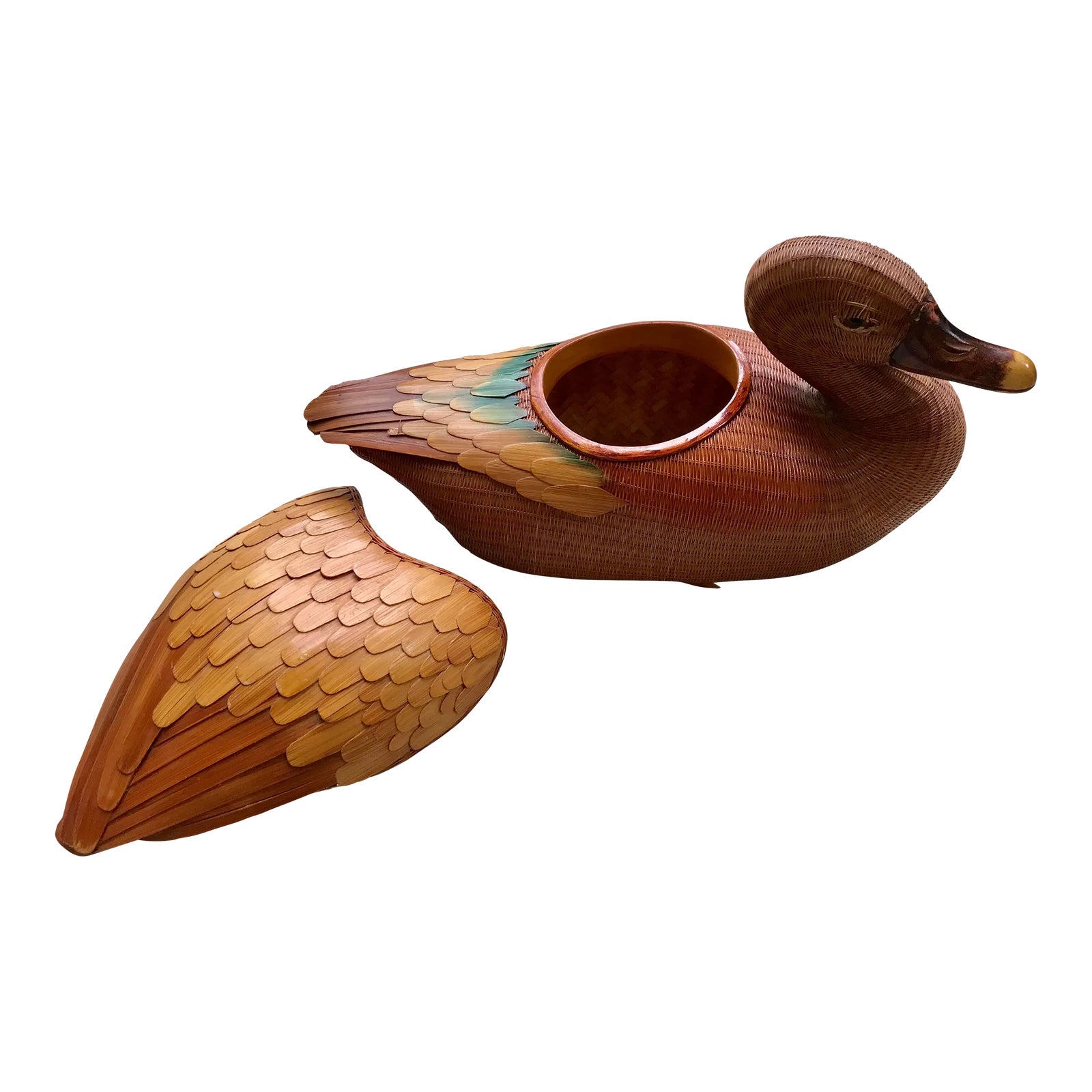 1960s Mid Century Wooden Asian Duck Box | Chairish