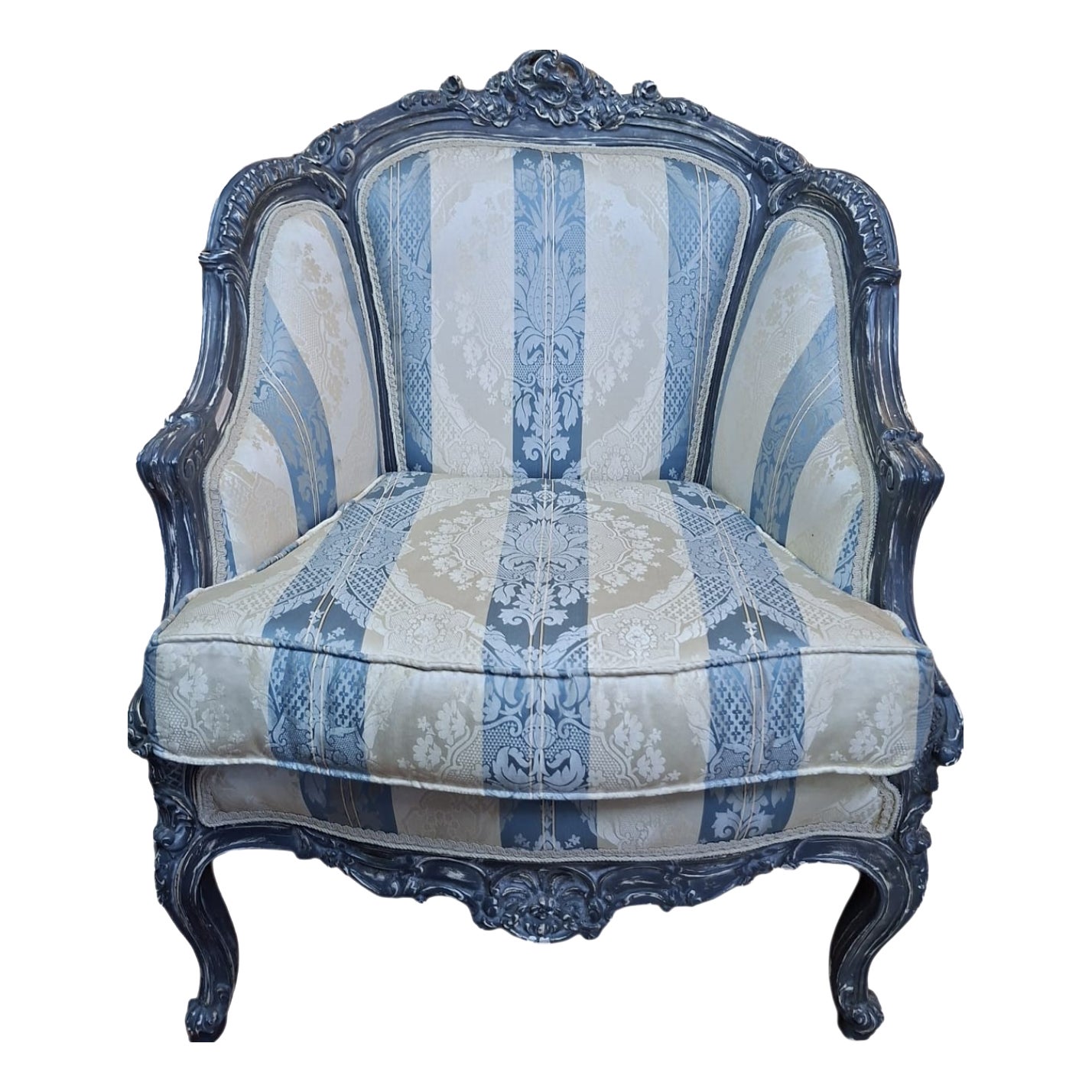 Louis XVI Blue Bergere Armchair, 1920s | Chairish