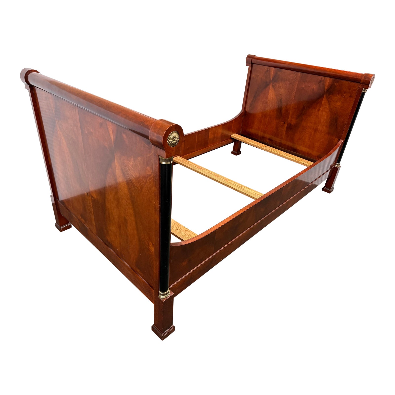 Twin Size Antique Empire Flamed Cuban Mahogany Bed Frame | Chairish
